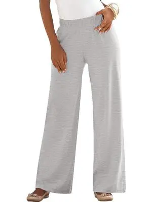 ROAMAN'S Pull-on Wide Leg Soft Knit Pant - Medium Heather Grey