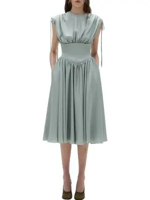 Amsale Hammered Satin Corset Dress - Jade