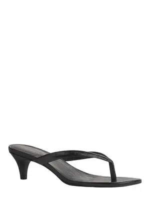 REFORMATION Reformation Amelia Croc Embossed Leather Heeled Thong Sandal