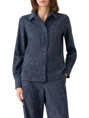AKRIS Wool Blend Tweed Button-up Shirt