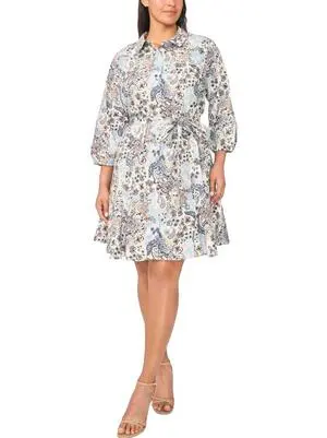 Halogen Paisley Cotton Shirtdress - Blue Multi