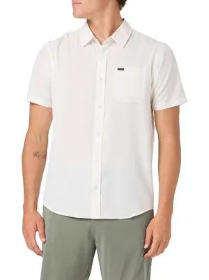 O'Neill Trvlr Perforated Performance Short Sleeve Button Up Shirt - Chalk