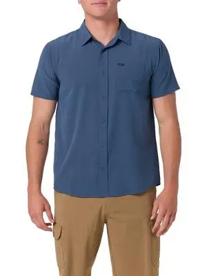 O'Neill Trvlr Perforated Performance Short Sleeve Button Up Shirt - Dark Slate