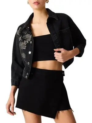 Steve Madden Dove Studded Cropped Jacket - Washed Black
