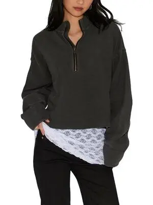 Free People Celeste Quarter-zip Pullover - Black