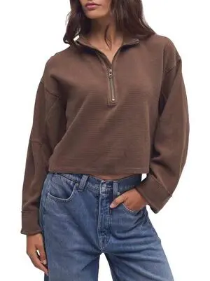 Free People We The Free Celeste Quarter-zip Pullover - Mochachinno
