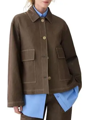 LAFAYETTE 148 NEW YORK Workwear Cotton & Linen Twill Jacket