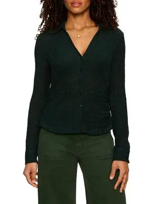 Sanctuary Juno Textured Button-up Top - Forest Green
