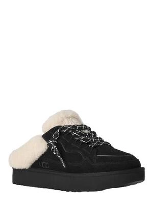 UGG Lowmel Genuine Shearling Lined Lace-up Mule - Black