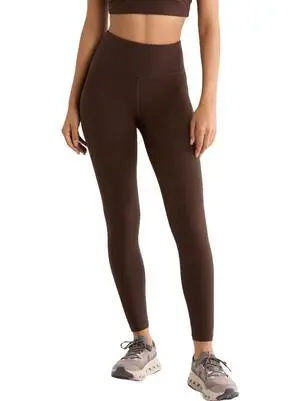 Zella Studio Luxe 7/8 High Waist Pocket Leggings - Brown Mole