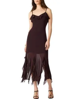 Steve Madden Mariane Ruffle Sleeveless Maxi Dress - Chocolate