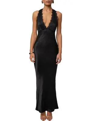 JLUXLABEL Satin Evenings Maxi Dress - Black