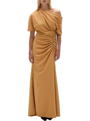 Amsale Pebble Crepe Slouch Dress - Apricot