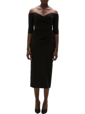 Amsale Stretch Crepe Cocktail Dress - Black