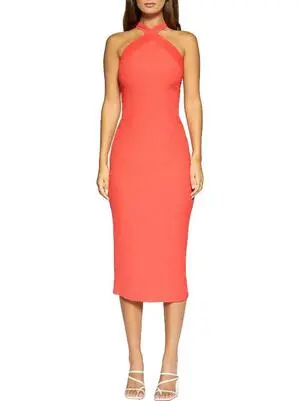 LOST + WANDER Crush Halter Midi Dress - Orange