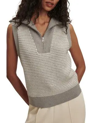 Varley Peterson Half Zip Knit Sweater - Grey/white
