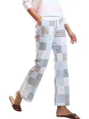 Cynthia Rowley Seersucker Cropped Trouser - Blue