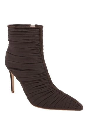 L'Agence Fulton Ruched Stiletto Ankle Boots - Chocolate