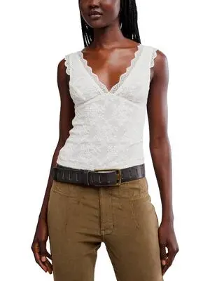 Free People Loved You First Lace Tank Tea