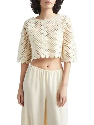Posse Saskia Cropped Cotton Top - Ivory