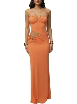 JLUXLABEL Sun-kissed Glow Strapless Maxi Dress - Peach