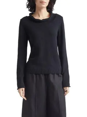 Posse Teo Cowl Neck Cotton Sweater - Black