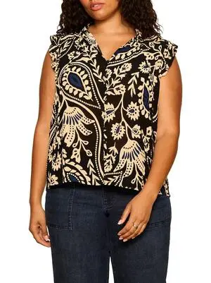Sanctuary Cap Sleeve Top - Shapeshift Black