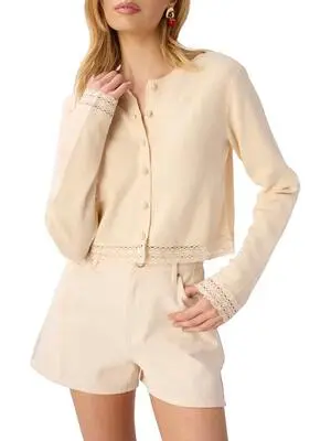 Cami Nyc Nicola Crochet Inset Cardigan - Bone