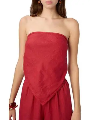 Cami Nyc Gael Strapless Handkerchief Hem Linen Blend Camisole - Huckleberry