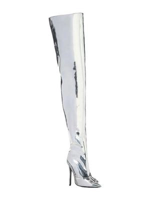 Philipp Plein Mirror Boots Hi-heels Overknees Gothic Plein - Silver
