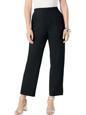 ROAMAN'S Soft Knit Straight Leg Capri Pant Black