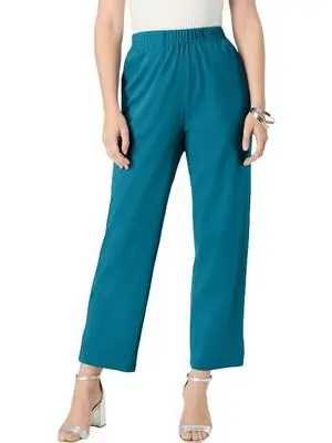 ROAMAN'S Soft Knit Straight Leg Capri Pant Deep Teal