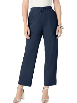 ROAMAN'S Soft Knit Straight Leg Capri Pant Navy
