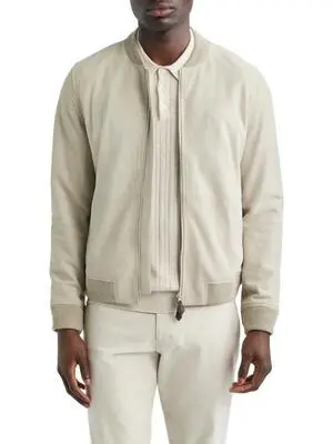 REISS Burnham Goatskin Suede Bomber Jacket - Stone