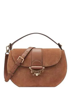 Karl Lagerfeld Paris Jocelina Suede Satchel - Cognac