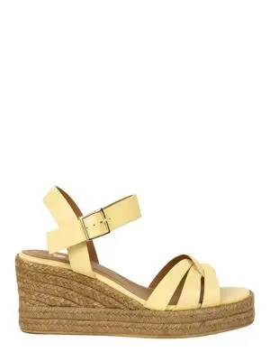 BOBBIES Hisa Wedge Espadrilles With Ankle Strap - Lemonade