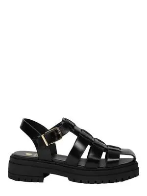 BOBBIES Billy Flat Sandals With Chunky Sole - Absolute Black