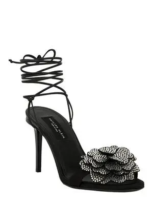 Philipp Plein Embellished Floral Lace-up High Heel Sandals - Onyx