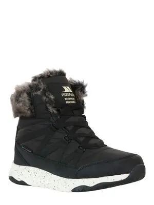 TRESPASS Kenna Waterproof Winter Boots With Faux Fur Trim - Black
