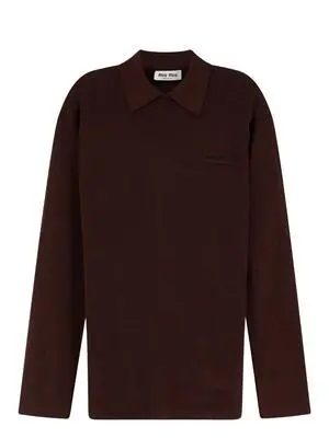 Miu Miu Wool Polo Shirt With Embroidered Logo - Multicolor
