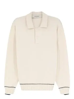 GOLDEN GOOSE Ribbed Cotton Blend Sweater With Back Print - Multicolor