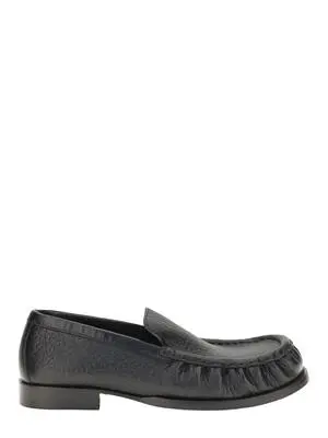 Dries Van Noten Grained Leather Loafers With Square Toe And Block Heel - Black