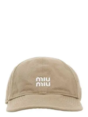 Miu Miu Cotton Baseball Cap - Brown