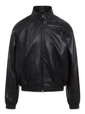 Acne Studios Leather Bomber Jacket - Black