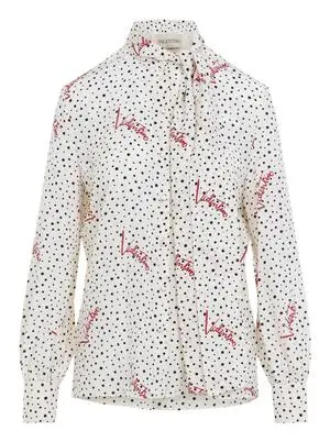 Valentino Garavani VALENTINO Printed Crepe Shirt With Tie Neck Multicolor