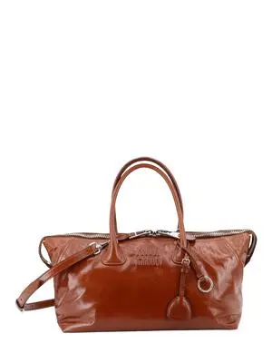 Miu Miu Shiny Leather Handbag With Debossed Logo - Multicolor