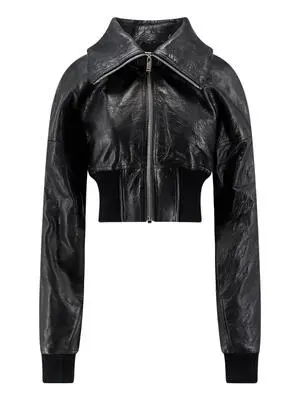Rick Owens Dracuflight Cropped Leather Jacket - Black
