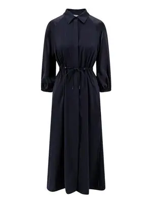 Max Mara Long Silk Dress With Drawstring Waist - Multicolor