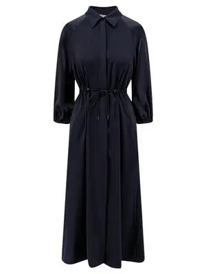 Max Mara Long Silk Dress With Drawstring Waist - Multicolor