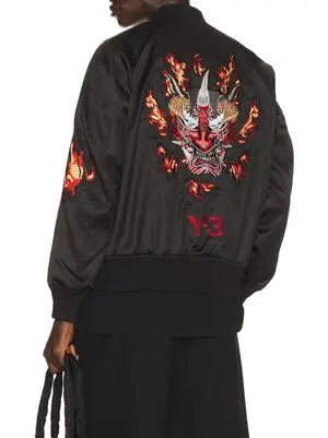 Y3 Embroidered Graphic Bomber Jacket - Black
